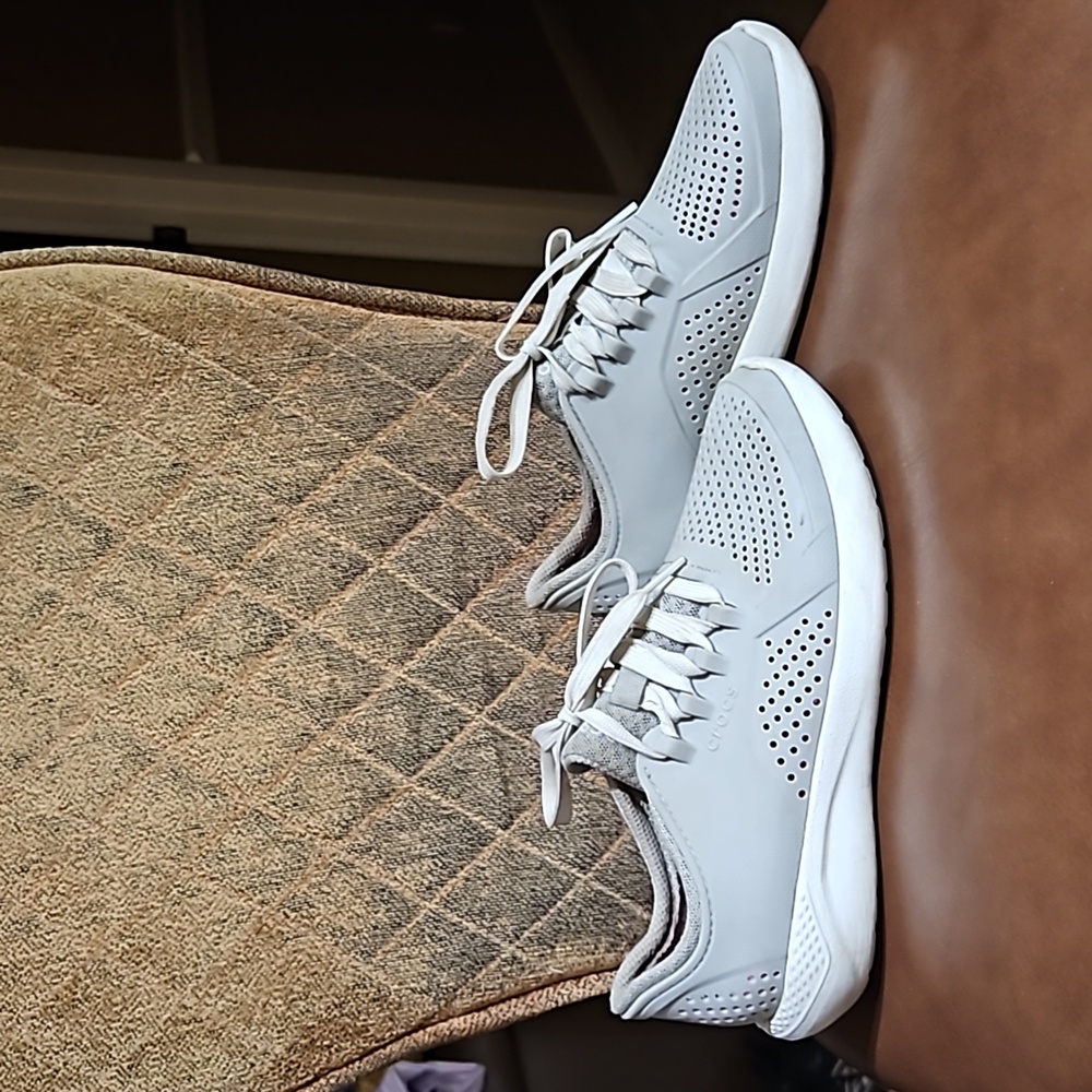 Crocs Literide Pacer Gray White Lace Up Sneakers Runn… - Gem